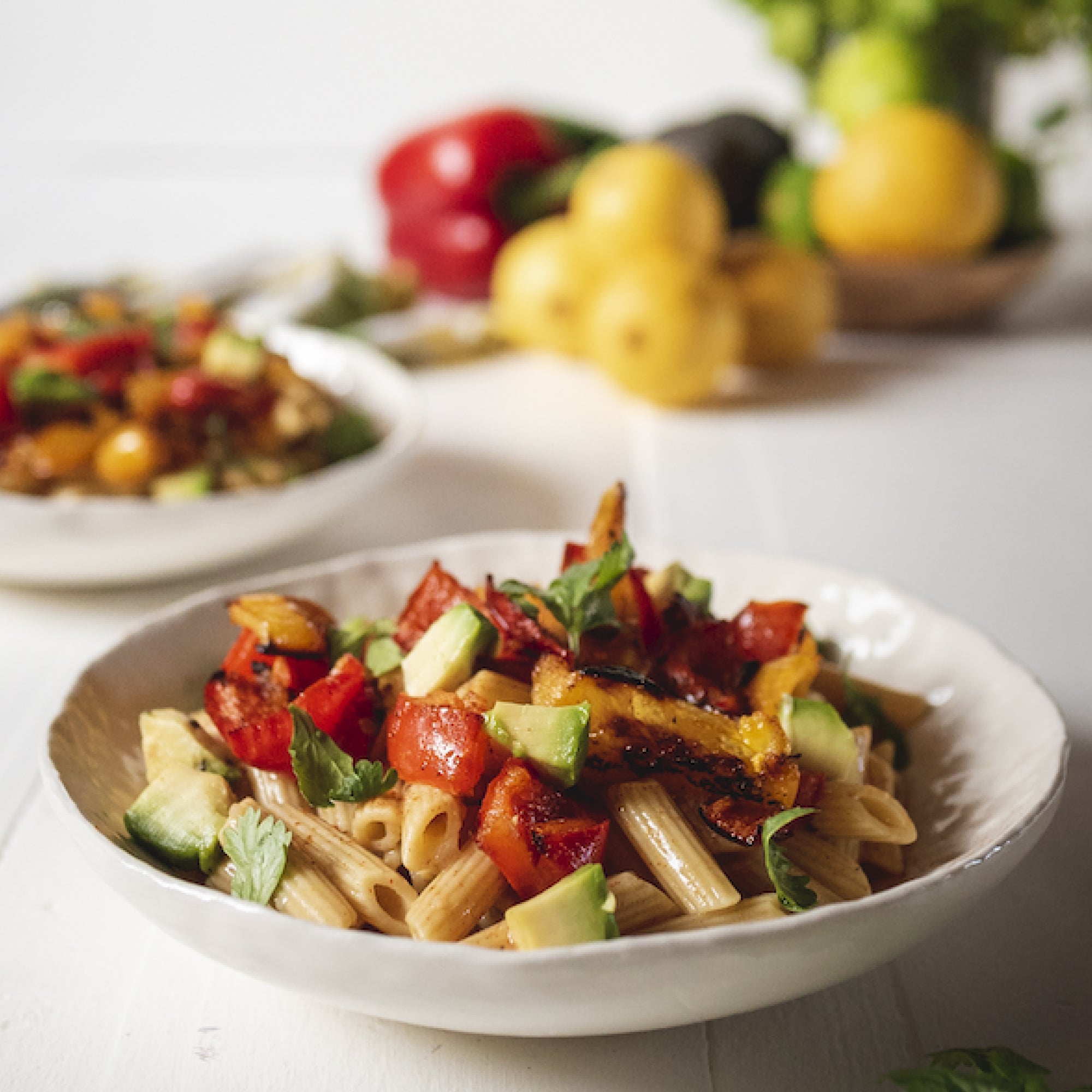 Cilantro and Roasted Pepper Penne – Chickapea