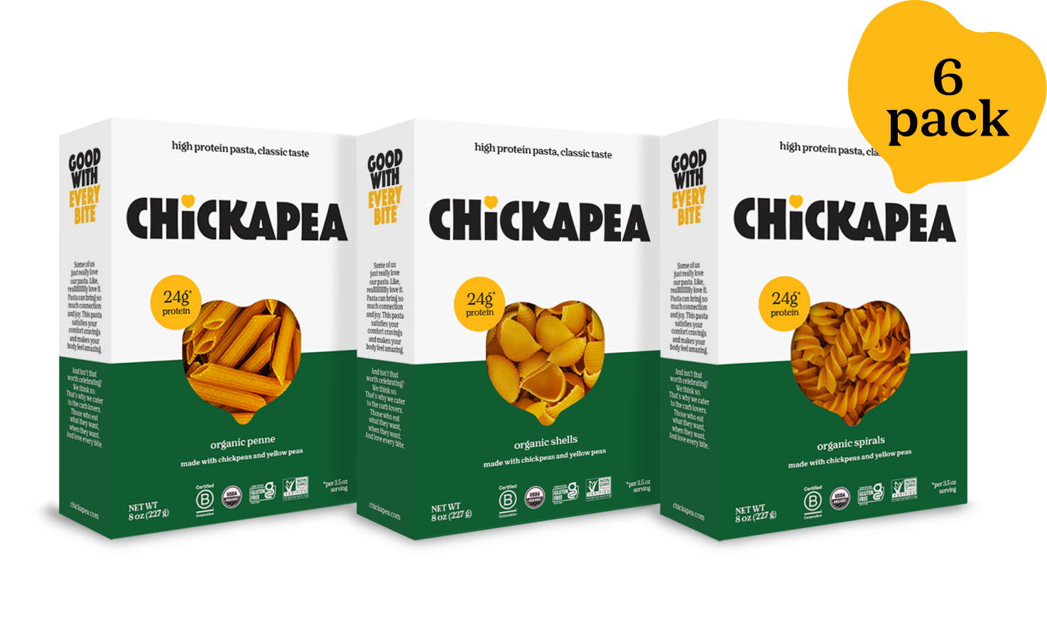 Variety Pack (6 Pack) – Chickapea Pasta | Earth To Kids